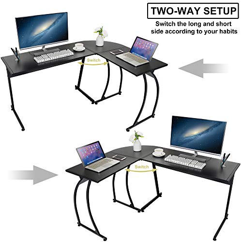 ZenStyle L-Shape Corner Computer Desk Home Office PC Laptop Table Multipurpose Gaming Workstation with Solid Steel Frame/Waterproof Desktop
