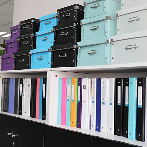 XUCHUN File Storage Boxes, Foldable Storage Bins with Lid 3 in 1 Set, Press-Stud Fastening, Moisture-Proof, Space Saving Storage, Storage Box for Photoes, Toys, Files, Closets