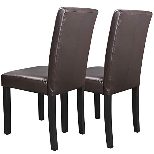 ZENY Dining Chair Set of 6, PU Leather Chairs Modern Diner Chairs Armless Side Chair with Solid Wood Legs for Home Kitchen Living Room