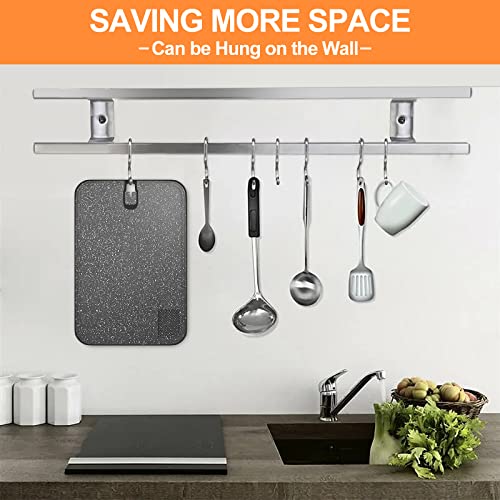 Viretang Plastic Cutting Board, 1 Pieces Dishwasher Safe Cutting Boards for Kitchen with Juice Grooves, Non-Slip, Reversible and Knife-Friendly with Built-in Sharpener & Grinding Area(Black)