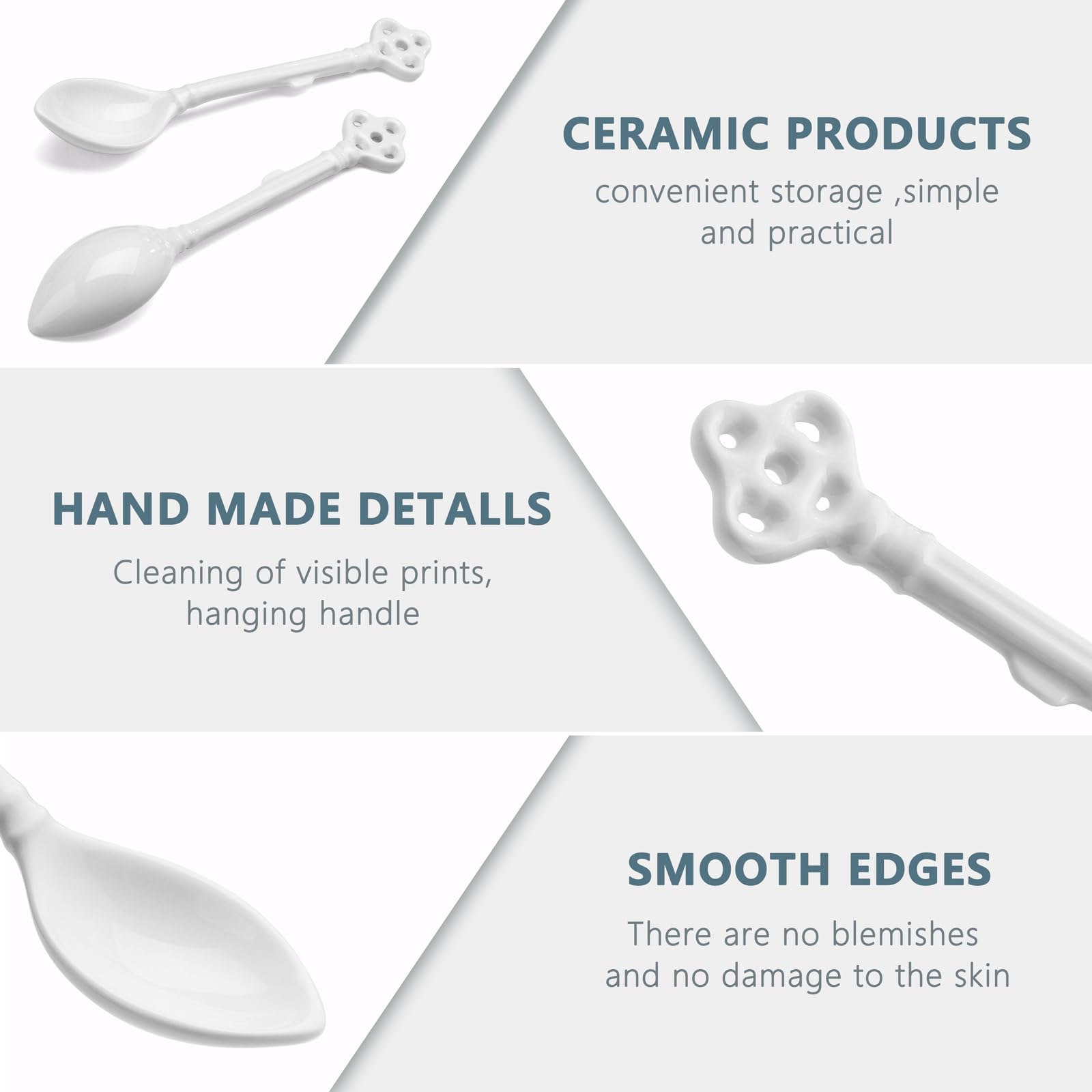 Espresso Spoons Set of 12, Ceramic Coffee Spoons, Long Handle Demitasse Espresso Spoons, Porcelain Small Coffee Stirring Spoon (White)