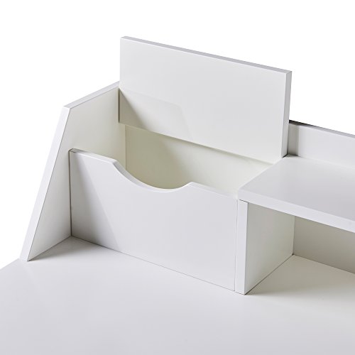 Versanora Creativo White Work Study Table Desk With Storage Drawer Shelf Natural Finish For Living Room Home and Office