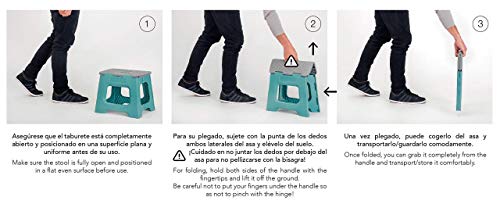 Vigar Compact Foldable 2-Step Stool, 16 inches, Lightweight, 330-pound Capacity Non-Slip Folding Step Stool, Gray