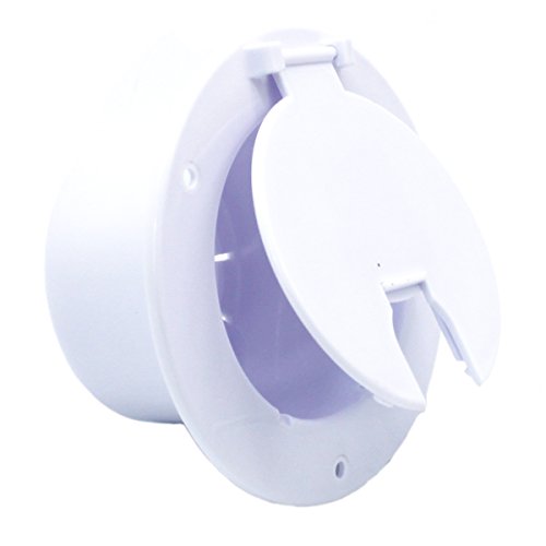 X-Haibei RV Cable Hatch, Round Trailer Camper Electric Power Cord Cable Hatch Cover for 30/50 Amp Cord, Fits 3-3/8 inch Dia. Hole, White Flip Up Cover