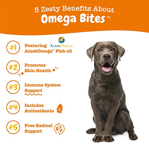 Zesty Paws Omega 3 Alaskan Fish Oil Chew Treats for Dogs - with AlaskOmega for EPA & DHA Fatty Acids - Hip & Joint Support + Skin & Coat Bacon Flavor β 90 Count