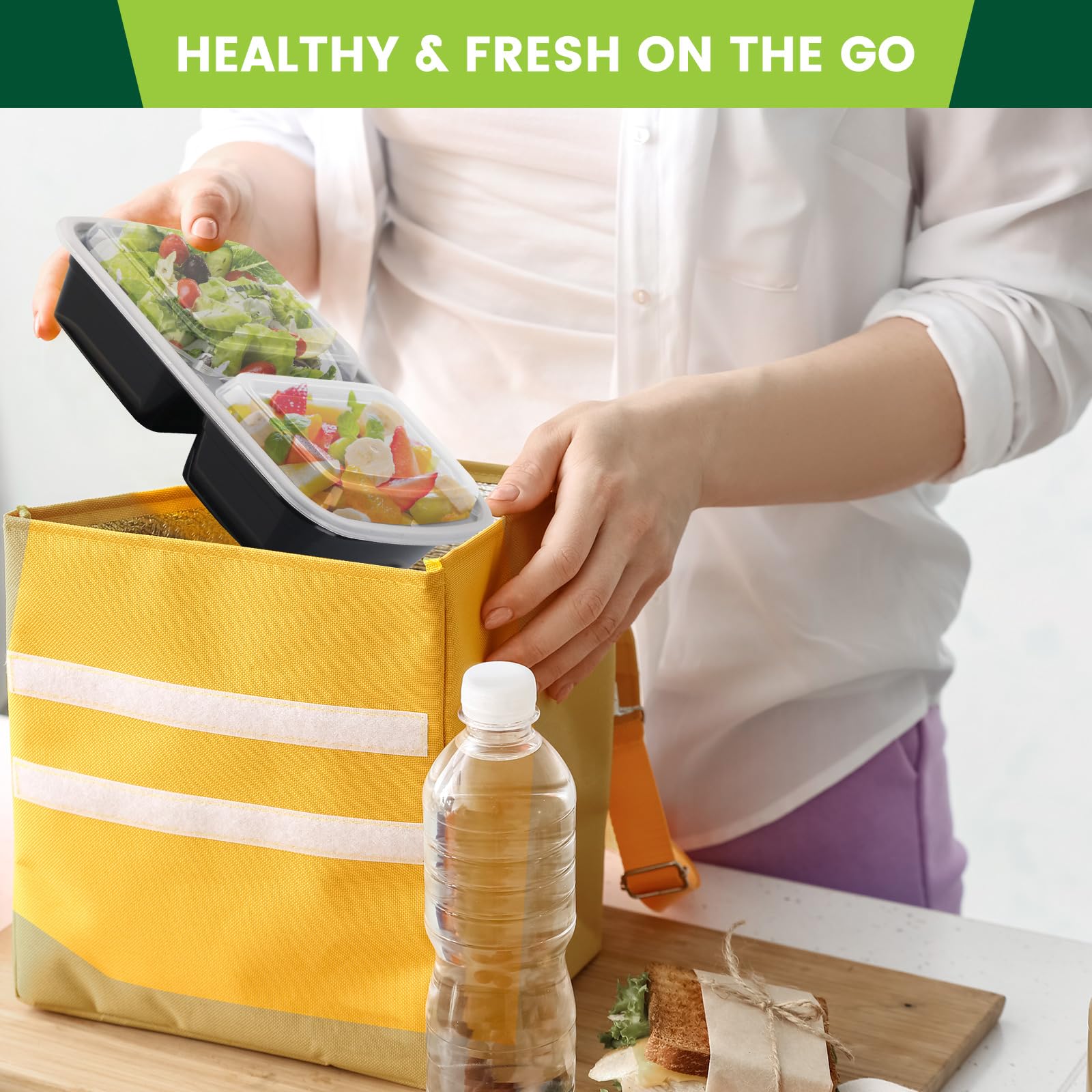 vivigu Meal Prep Containers Reusable 30 Pack - 2 Compartment food storage containers with lids, To Go Food Containers BPA-Free, To Go Containers With Lids Microwave, Dishwasher, Freezer Safe 30 oz