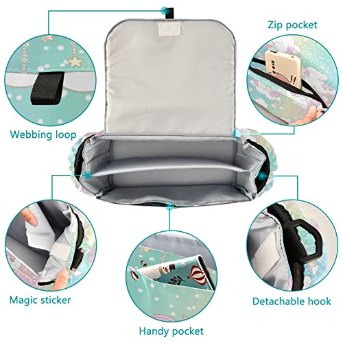 Kigai Unicorn Gradient Baby Stroller Organizer with Cup Holders, Secure Hooks Accessories Adjustable Strap Stroller Bag for Bottle, Diaper, Phone, Toys, Baby Items
