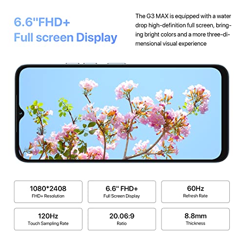 UMIDIGI G3 MAX (8+128GB Android 13 Unlocked Cell Phone,50MP Ultra-Clear AI Camera Smartphone,6.6-inch FHD Display Android Phone,5150mAh Massive Battery Mobile Phone Support Expandable Up to 1TB