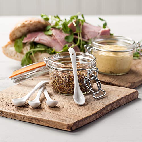WM Bartleet & Sons 1750 TSET152 Set of 4 Small Traditional Porcelain Salt, Condiment and Spice Spoons (10cm) β White