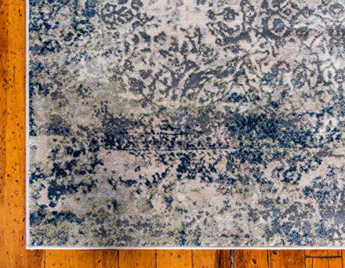 Unique Loom Mystic Collection Area Rug - Seine (2'x 6' Runner, Navy Blue/ Beige)