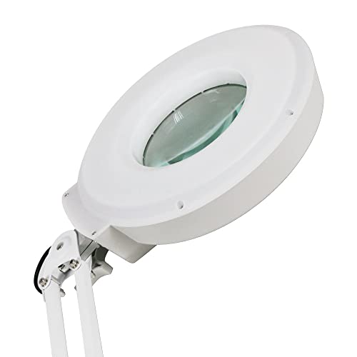 Zorvo LED Magnifying Glass Desk Lamp for Close Work,10x Magnification lamp with Large Glass 5" Diameter- Lighted Magnifier for Reading, Crafts & Pro Tasks Hobby Adjustable Arm