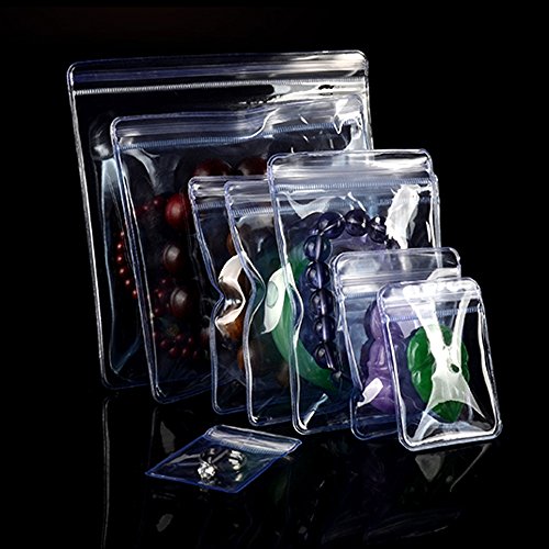 Self Seal Plastic Pack Zipper Lock Bags Clear PVC Antitarnish Jewelry Rings Earrings Packing Storage Pouch for Zip Transparent Anti-oxidation Lock Poly Pouch (100, 7x11cm (2.7x4.3 inch))