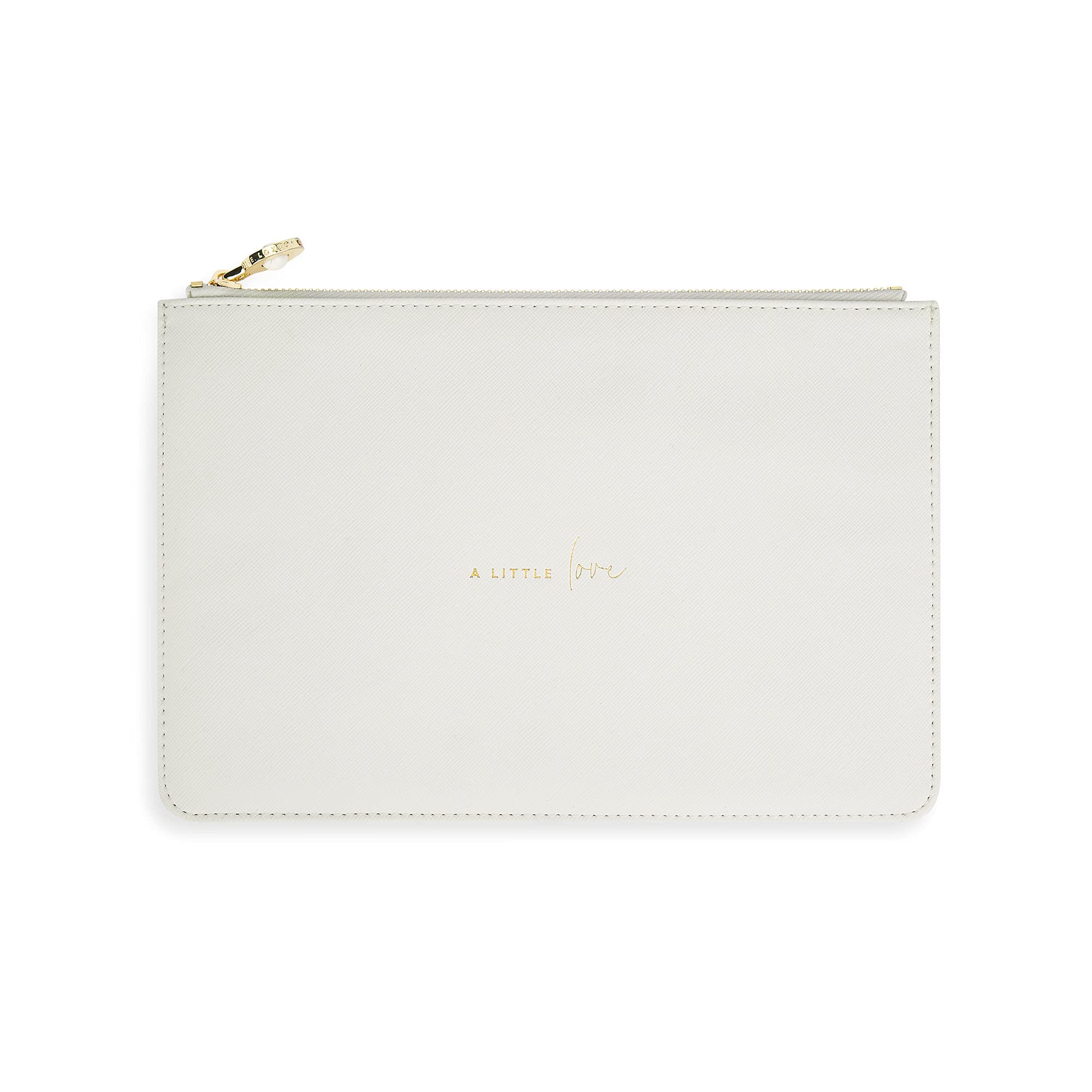 KATIE LOXTON A Little Love Womens Medium Vegan Leather Sentiment Wellness Perfect Pouch White