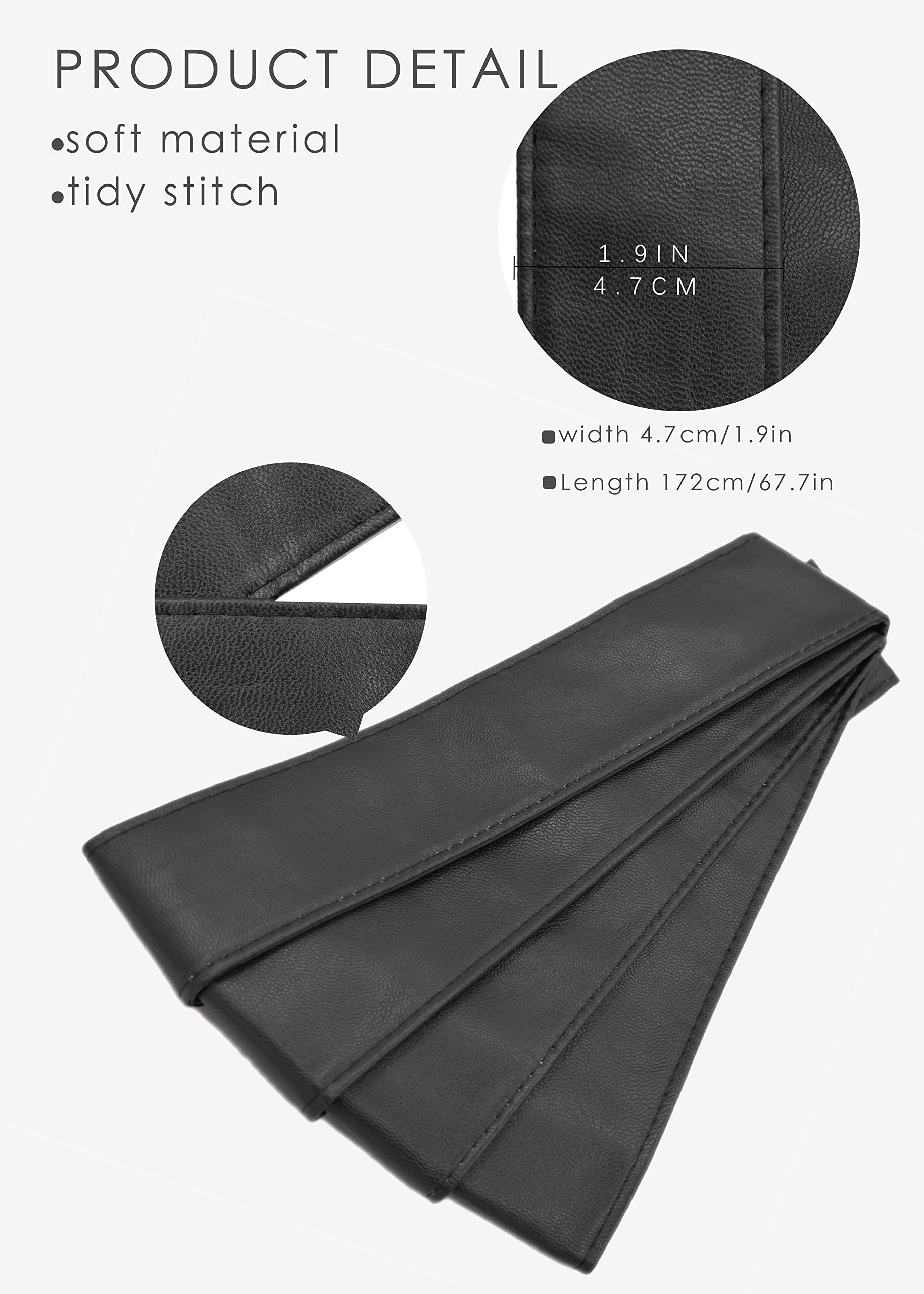 TeeYee Women Obi Belt Fashion Solid Color PU Leather 4.5cm Wide Waist Band 70 Inch in Extra Size (black)