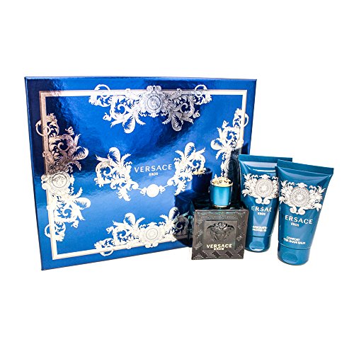 Versace EROS Gift Set for Men 1.7 oz EDT + 1.7 oz Shower Gel + 1.7 oz Aftershave Balm, Combo