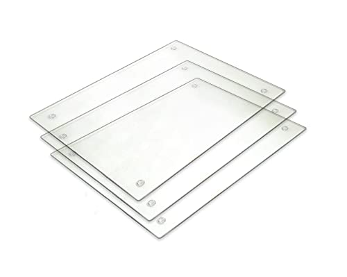 Tempered Glass Cutting Board – Long Lasting Clear Glass – Scratch Resistant, Heat Resistant, Shatter Resistant, Dishwasher Safe. (3 Rectangle 10x7")