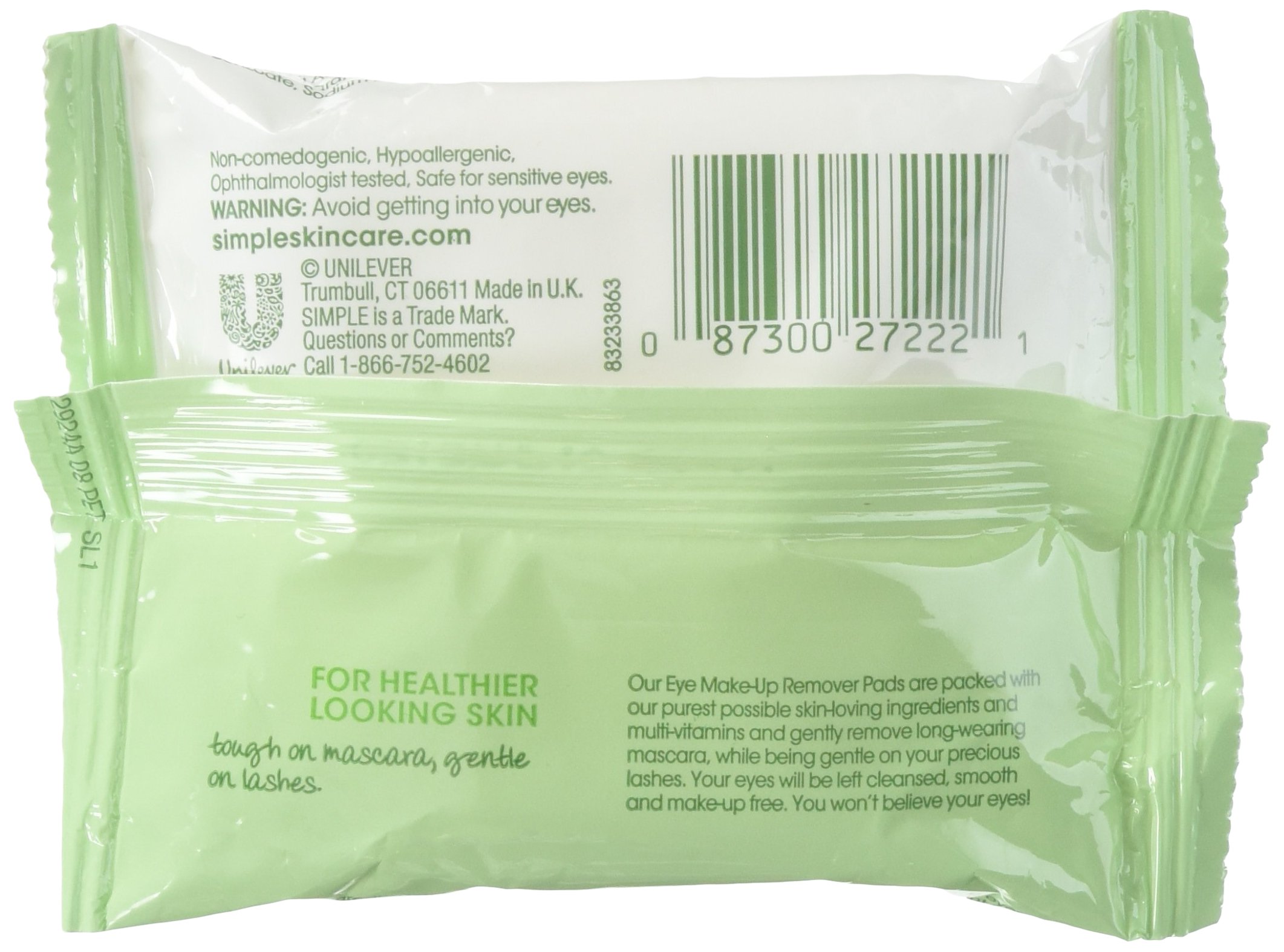 Simple Sensitive Skin Experts Eye Make-Up Remover Pads 30 ea (Pack of 6)