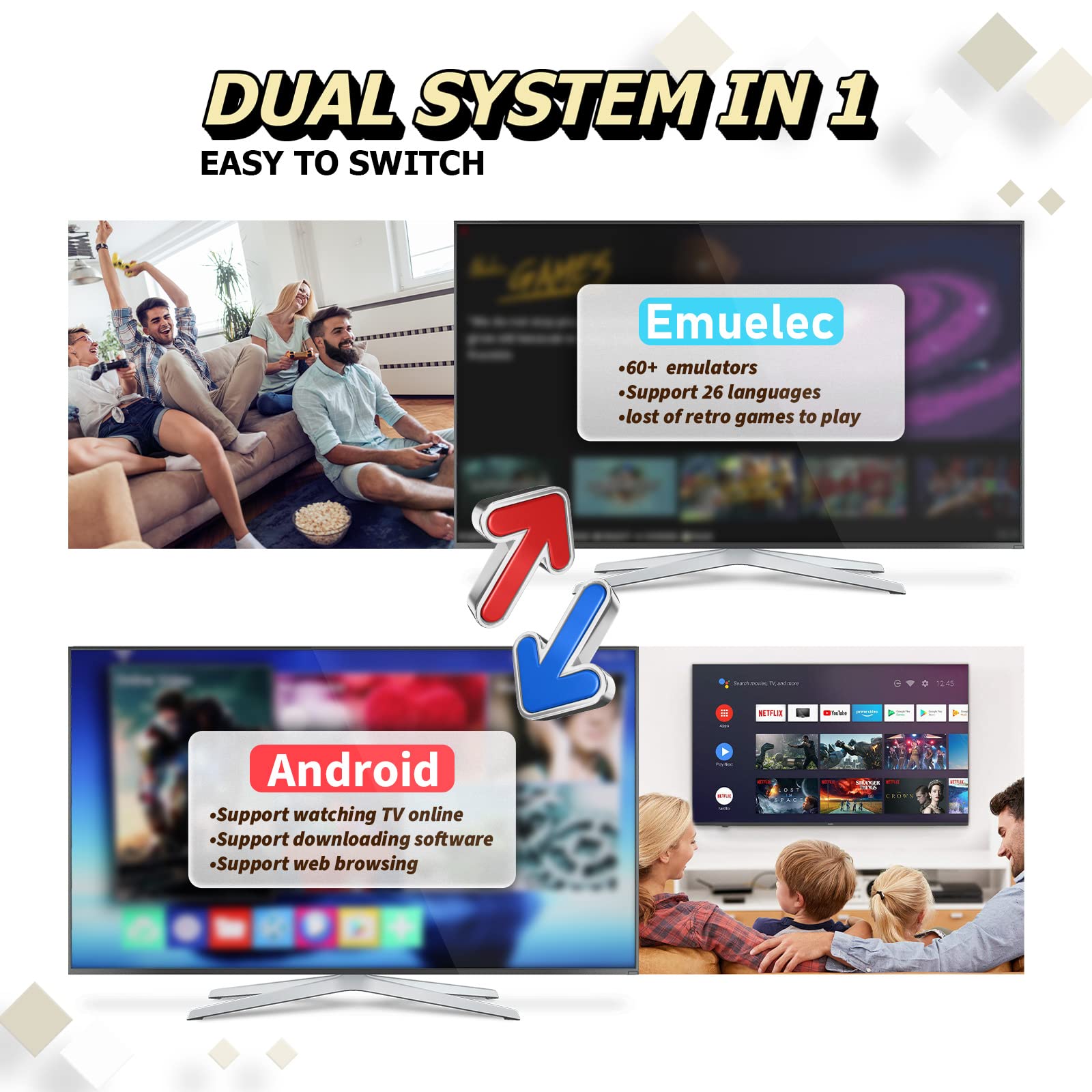 Super Console X Cube Retro Game Console with 117000+ Classic Games, Video Games Consoles for TV,Plug Play TV&Game System in One, 2 Wireless Game Controllers(256G)
