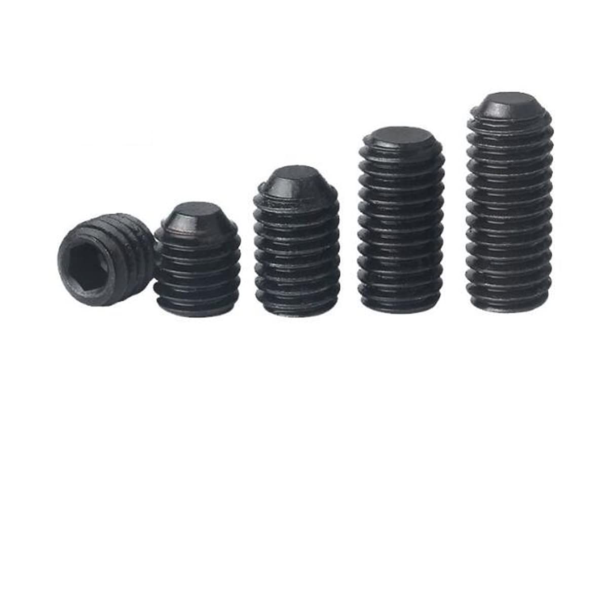 M5 x 8mm Socket Head Set Screws, Grade 12.9 Stainless Steel Hexagon Socket Set Screws Hexagon Socket Drive Headless Screws Black, Pack of 30