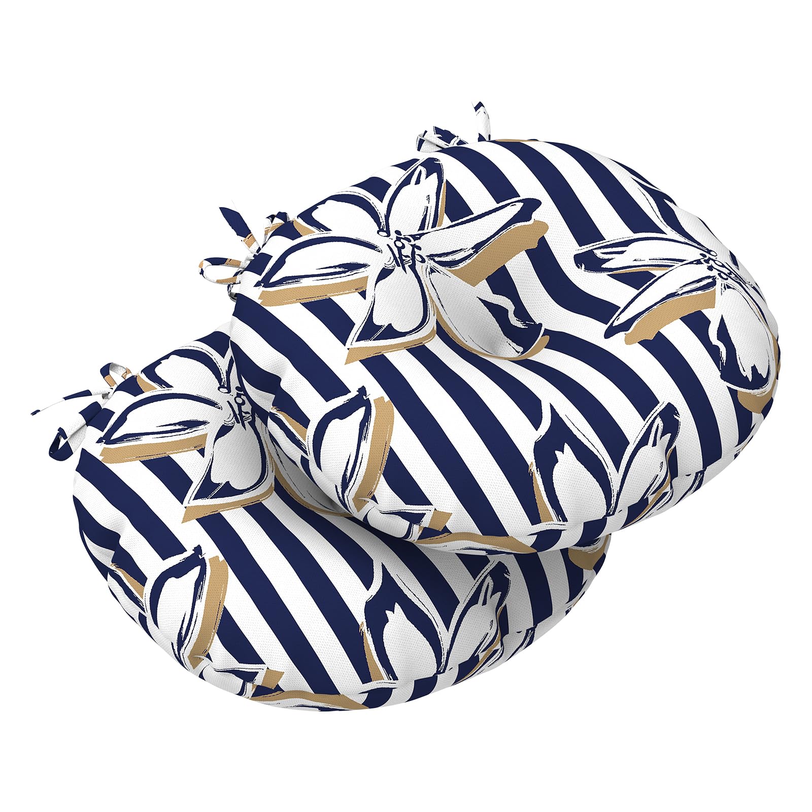 LVTXIII Outdoor All Weather Bistro Seat Cushions, Comfortable Fluffy Tufted Patio Chair Cushions Round 15"x15"x4" Set of 2 for Home Garden Furniture, Clemens Cabana Navy