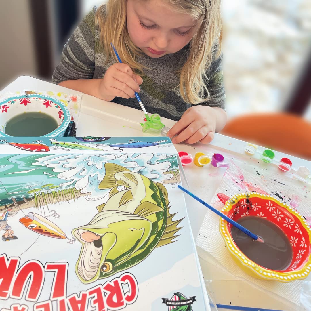 Create-A-Lure Top Water Edition Lure Making Kit, Paint Your Own Fishing Lures, Kids Painting Crafts with 2 Lures, Kid-Safe Washable Paint Colors, Paint Brushes and Hooks