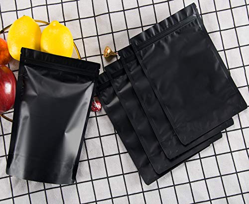 YunKo 100 PACK Black Mylar Bags for Food Storage Resealable Bags for Small Business(6x9 Inches)