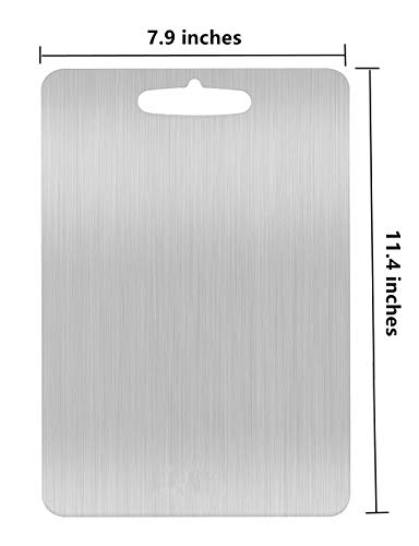 YEAVS Stainless Steel Cutting Board for Kitchen Heavy Duty Chopping Board(Medium, 11.4"L x 7.9" W)