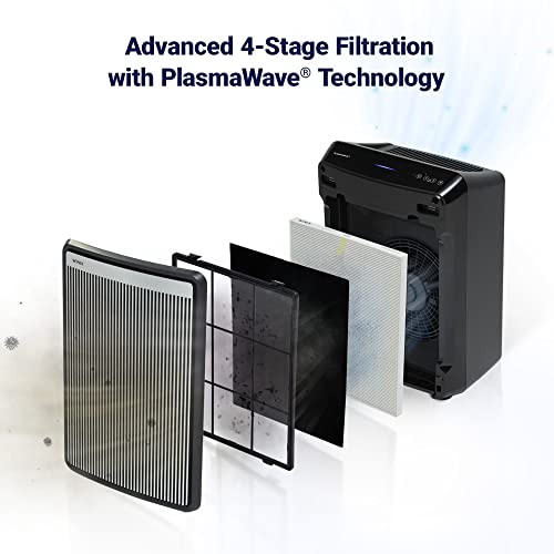 Winix 9800 4-Stage True Hepa Air Purifier with WiFi and PlasmaWave, 500 Sq Ft,Black,Large