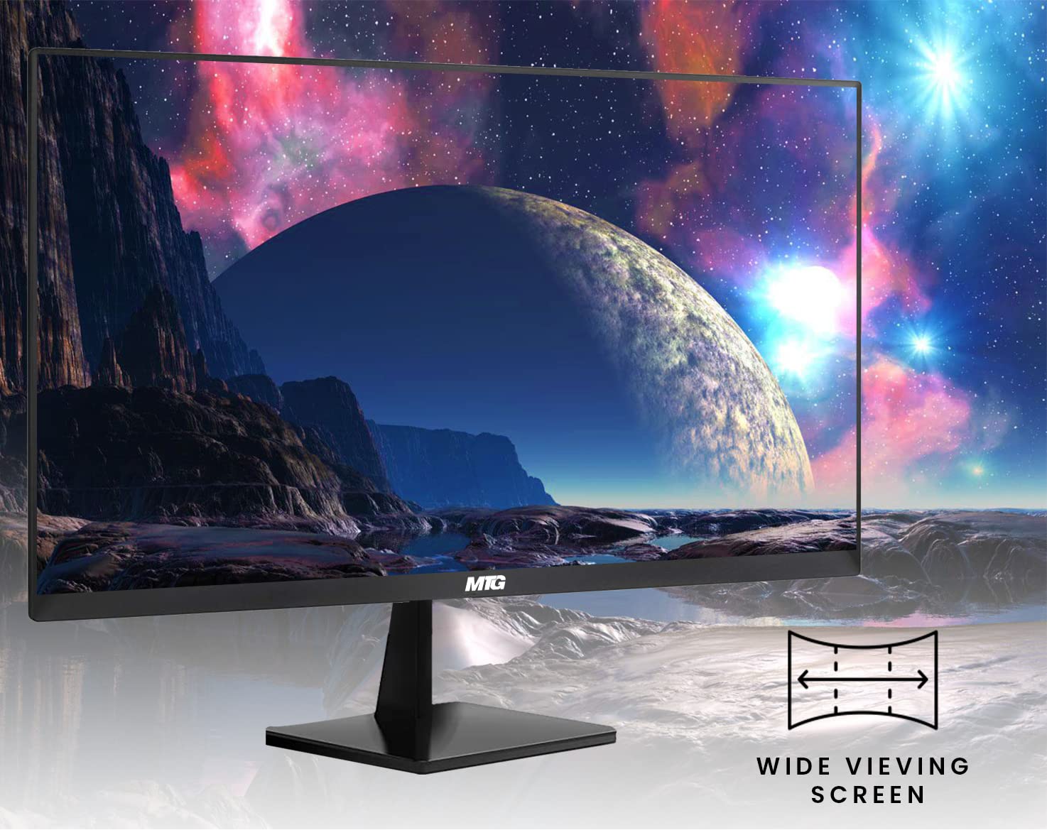 MTG 22 inch 1080p LED Desktop Laptop Monitor - Full HD, 75Hz, 3ms, VESA Mountable, HDMI, VGA, Bezel Less and Ultra-Light Sleek Thin Design, for Home and Office