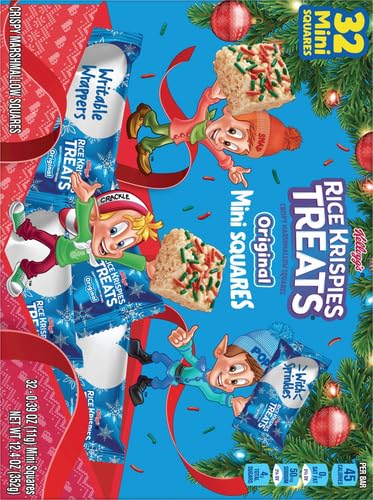 Rice Krispies Treats Mini Marshmallow Snack Bars, Holiday Treats, Kids Snacks, Original with Holiday Sprinkles, 12.4oz Box (32 Bars)