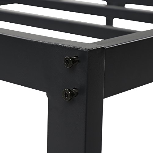 Sleeplace 14 Inch Heavy Duty Steel Slat Bed Frame/Non-Slip/Under-Bed Storage/No Box Spring Needed/No Squeaking/Bedroom Basic/Modern, Black, King