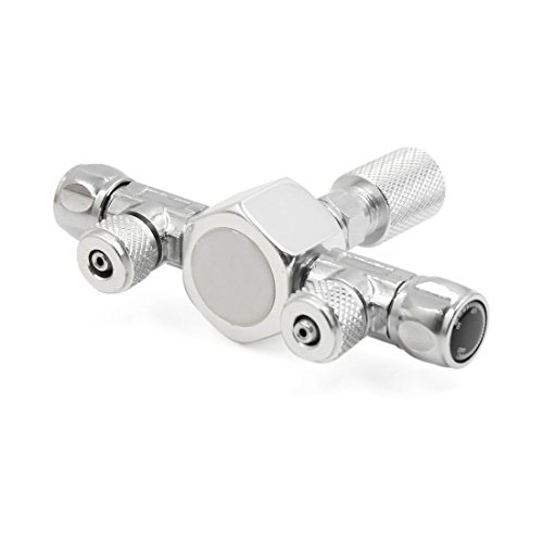 uxcell Silver Tone Metal 2 Way Splitter Regulator Valve for Aquarium Plant CO2 Tank