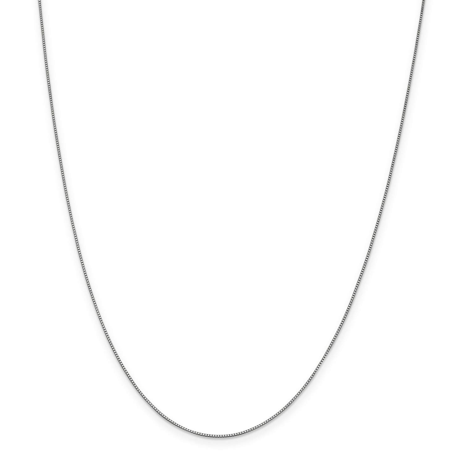 Classic Box Chain Necklace in Real 10k White Gold 0.7 mm x 22 inches