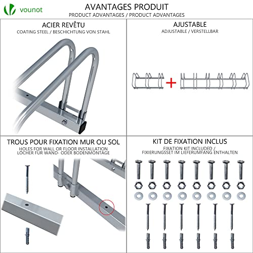 VOUNOT Bike Stand Floor 4 Rack Bike Garage Bicycle Storage Parking Rack Cycle Organizer Locking Stand for Indoor Outdoor