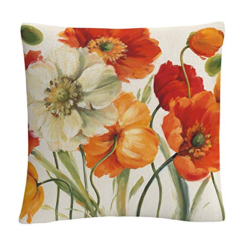Trademark Fine Art Poppies Melody I by Lisa Audit, 16x16 Decorative Throw Pillow