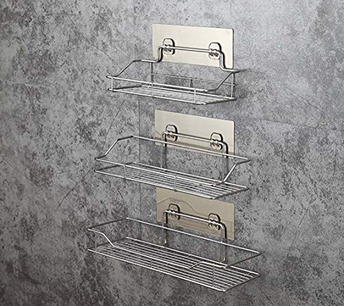 zhbotaolang Stainless Steel Shower Organiser Basket - Strong Suction Rust Proof Kitchen Bathroom Accessories M
