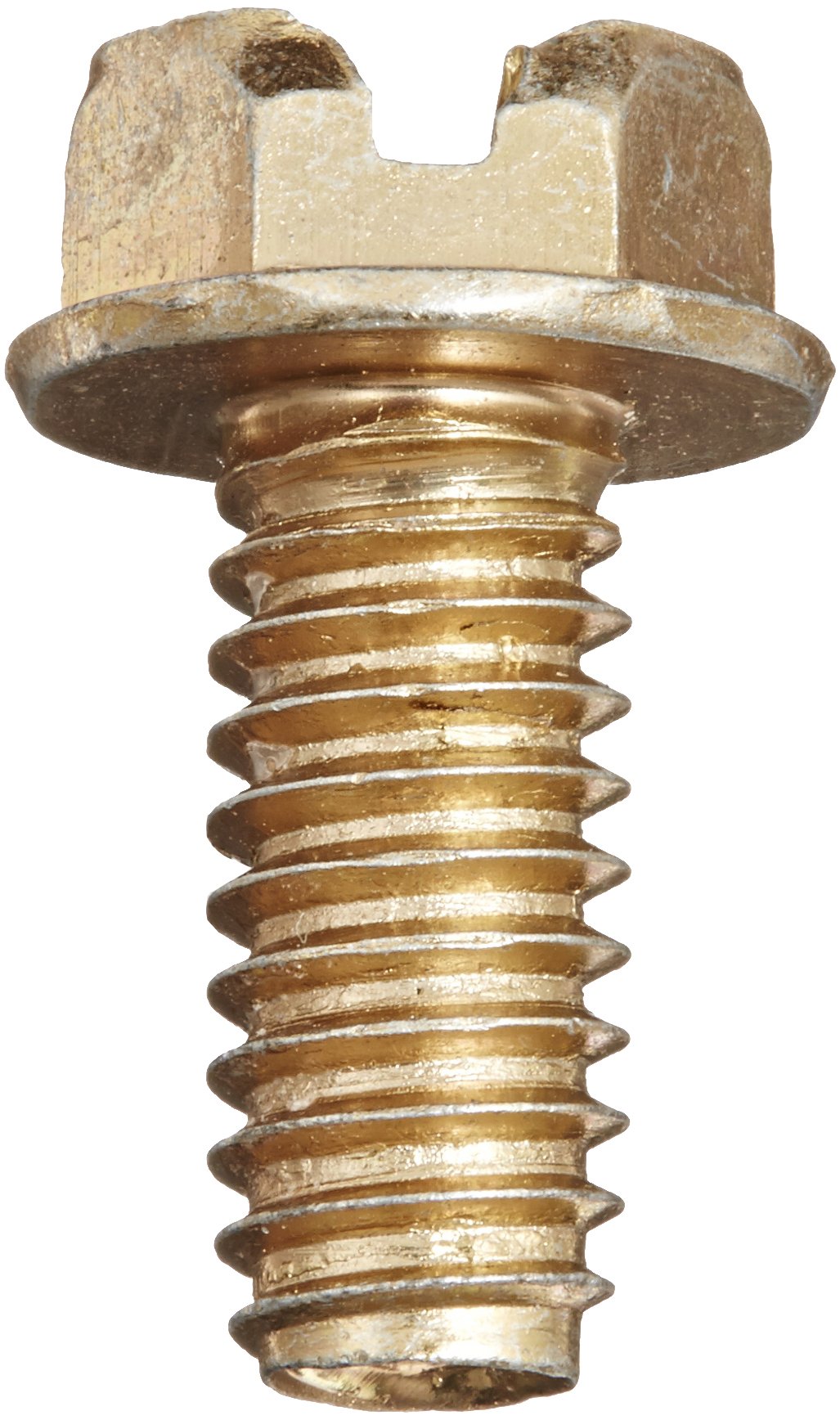 Small Parts 1208RSWY Steel Thread Rolling Screw for Metal, Yellow Zinc Plated, Hex Washer Head, Slotted Drive, #12-24 Thread Size, 1/2" Length (Pack of 25)