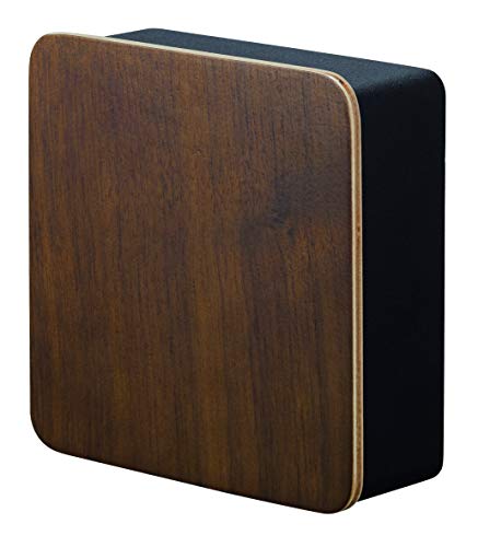 Yamazaki Home Square Magnetic Cabinet Accented Keychain Organizer | Steel + Wood | Key Storage, One Size, Walnut