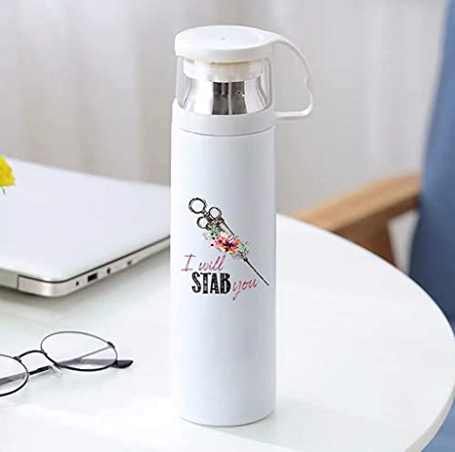 XiErSi Funny Coffee Thermos Cup - I Will Stab You - Gag Gift Ideas for Nurses Nursing Graduation Gifts Nursing Mugs for Nurses Birthday Cute 14 oz Coffee Cups for Nurse