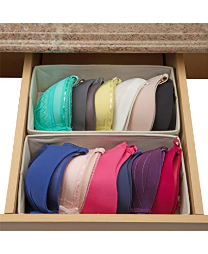 Simplify Drawer Organizer, Good for Socks, Bras, Ties, Camiās, Baby Clothes & Accessories, Rectangle - 2 Pack, Beige