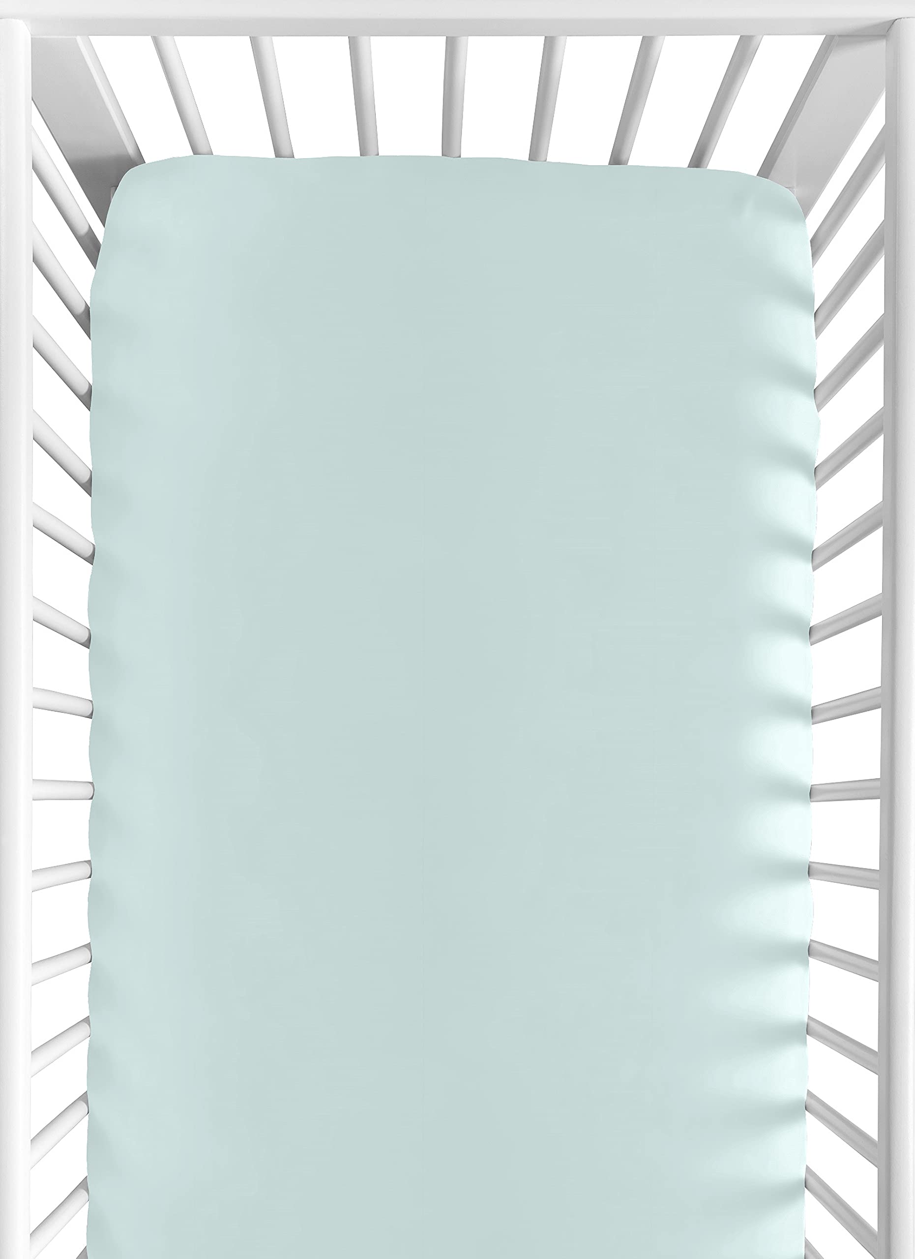 Sweet Jojo Designs Solid Aqua Blue Baby or Toddler Fitted Crib Sheet for Mountains Collection by