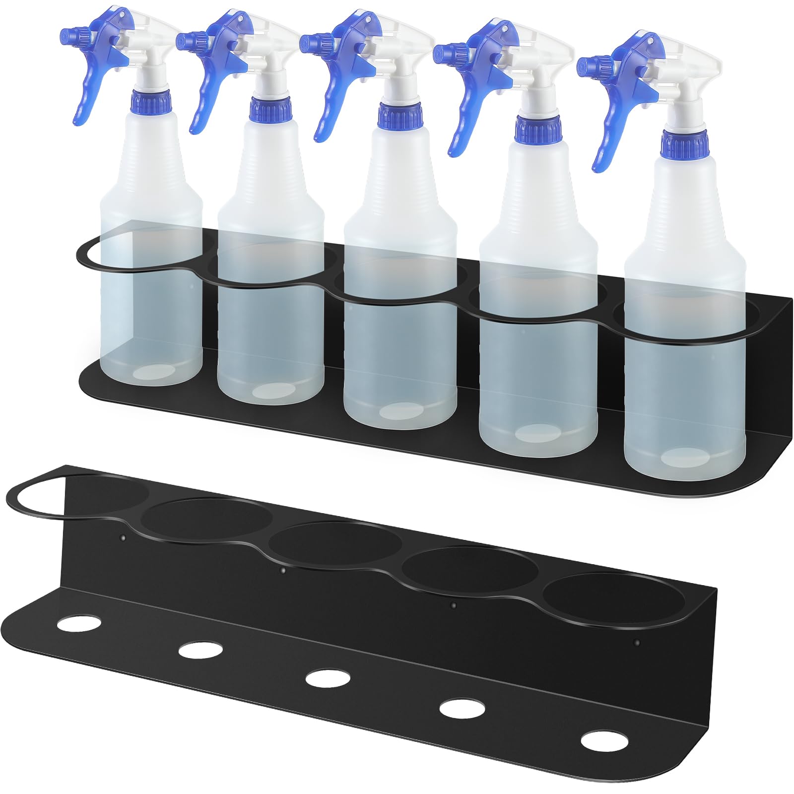 Therwen 2 Pcs 5 Holes All Purpose Steel Spray Bottle Holder Heavy Duty Spray Can Holder Rack Organizer Easy Install Wall Mount Paint Spray Bottle Organizer Storage Rack for Garage Home Workspace