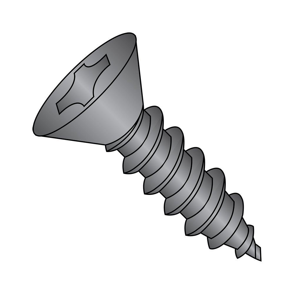 Small Parts 0612ABPFB Steel Sheet Metal Screw, Black Oxide Finish, 82 degrees Flat Head, Phillips Drive, Type AB, #6-20 Thread Size, 3/4" Length (Pack of 100)