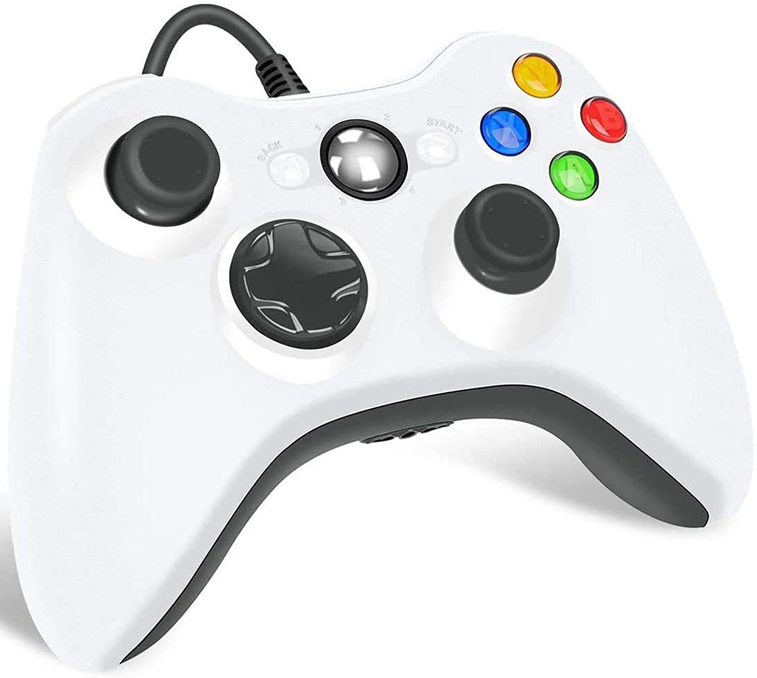 YAEYE Xbox 360 Wired Game Controller, USB Wired Gamepad Controller for Microsoft Xbox 360, PC Windows 7,8,10 with Dual-Vibration Turbo, Trigger Buttons (White)