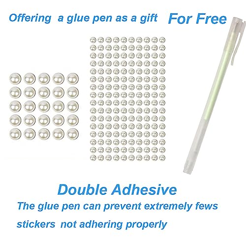 KoZiHog 990 Pcs Self Adhesive Pearl Stickers,Peals Gems for Hair, Makeup, Face Eye, Nail,DIY Craft Crafts Decor Pearl 6 Sheet, 6 Size