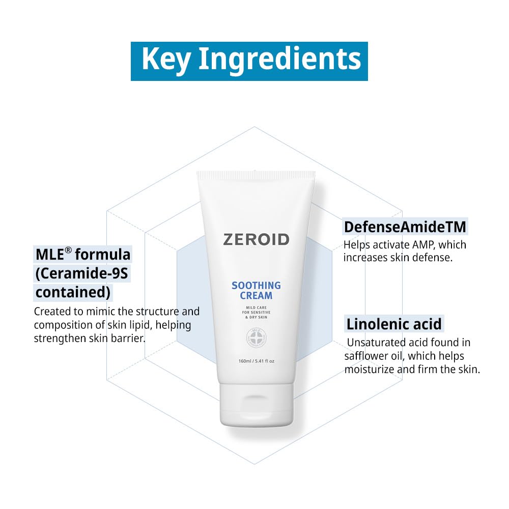 ZEROID Soothing Cream | Korean Dermocosmetic | Soothing | Calming | 2.7 Fl Oz (80ml)