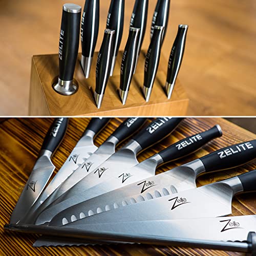 Zelite Infinity Knife Block Set (9-pc), Kitchen Knife Set, Knife Sets for Kitchen with Block - German Knife Set in High Carbon Stainless Steel - INCL. 8 Professional Knife Set & Honing Steel 10 Inch