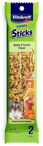 Vitakraft Crunch Sticks Apple & Carrot Flavor Dwarf Hamster Treat (2 Sticks), 1.5 oz (31686)