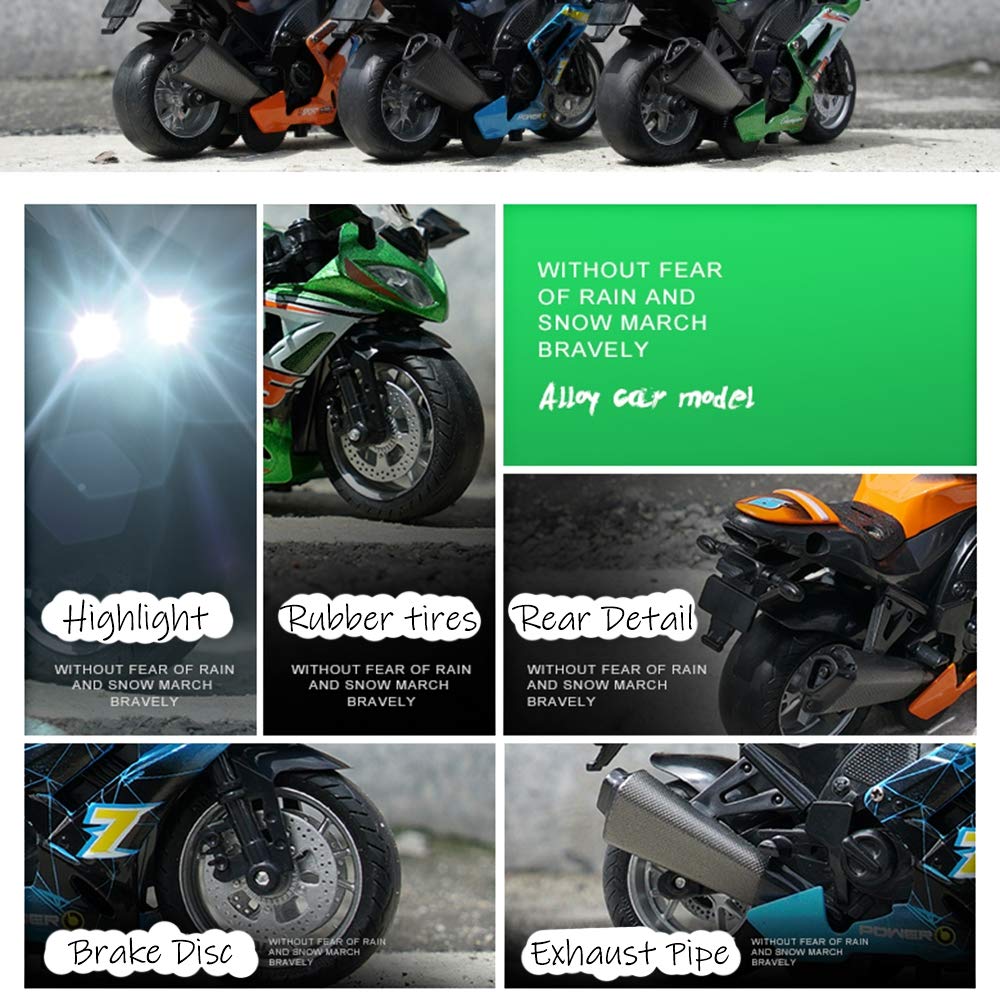 Gilumza Pull Back Motorcycle Toys, Tiny Gift with Music Lighting, Race Motorcycles Toy for Boys Kids Age 3 4 5 6 7 8 Year Old (Blue)