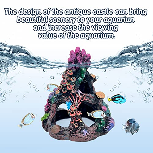 PINVNBY Coral Aquarium Decoration Fish Tank Resin Rock Mountain Cave Ornaments Betta Fish House for Betta Sleep Rest Hide Play Breed